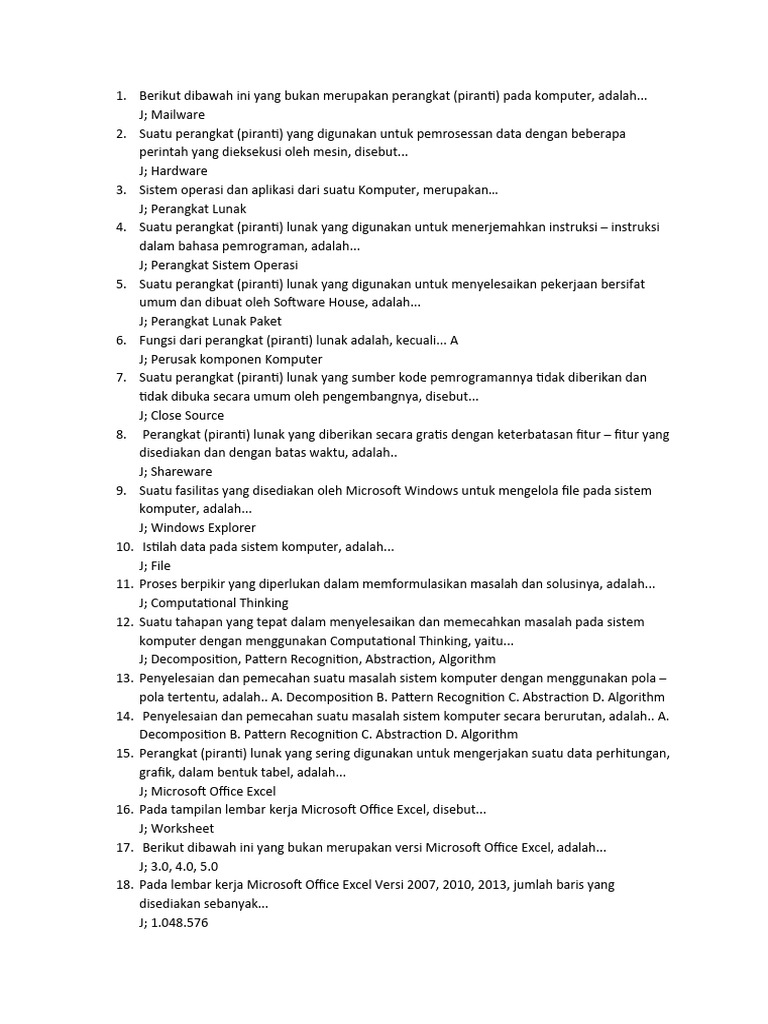 Cerdas Cermat Informatika Vii-Xi | PDF