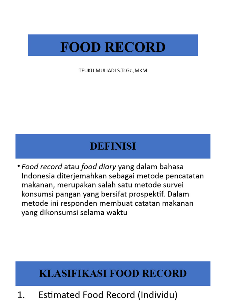 Metode Pencatatan Makanan Rumah Tangga | PDF