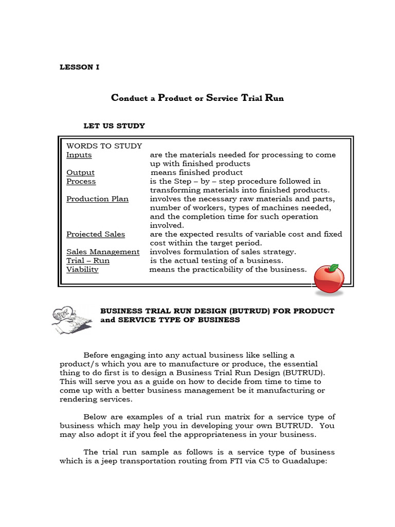 Business Trial Run Design (BUTRUD) Guide | PDF | Sales | Customer