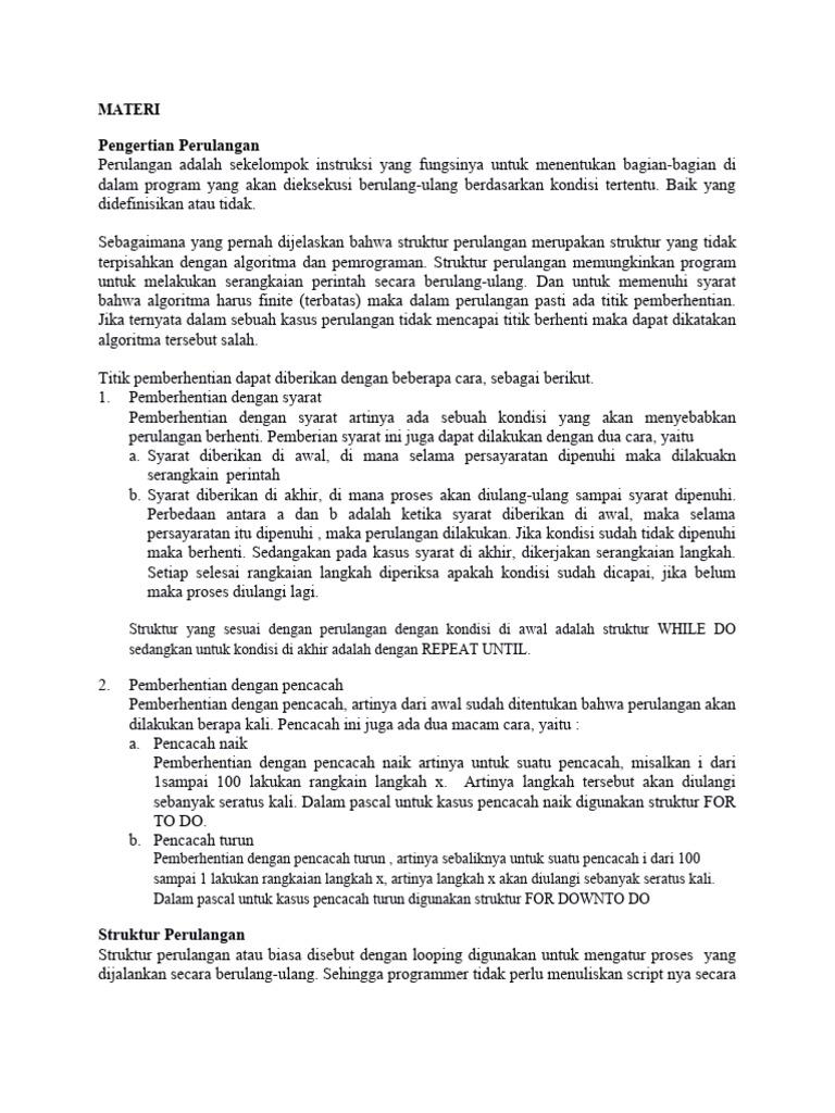 MATERI Struktur Perulangan | PDF