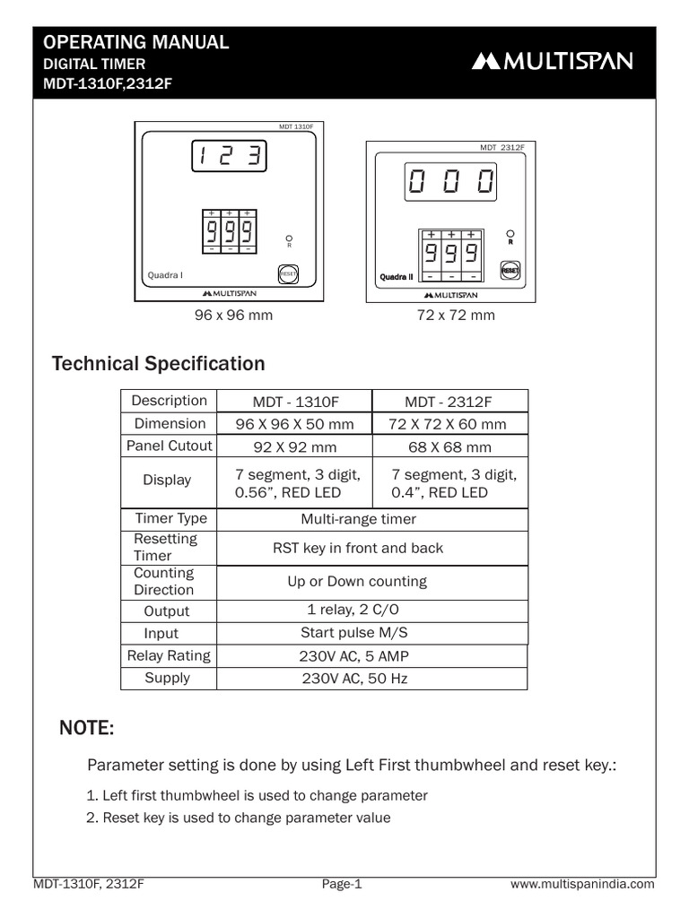 Operating Manual: Technical Specification | PDF | Parameter (Computer Programming) | Relay