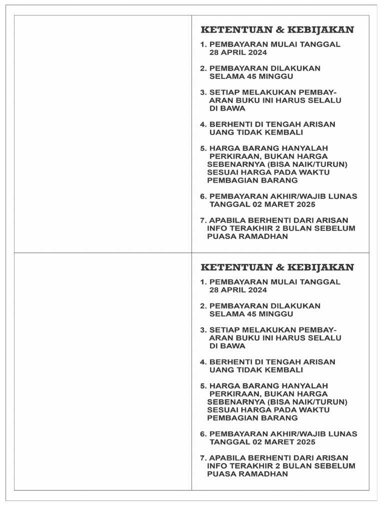 Cetak Buku Arisan | PDF