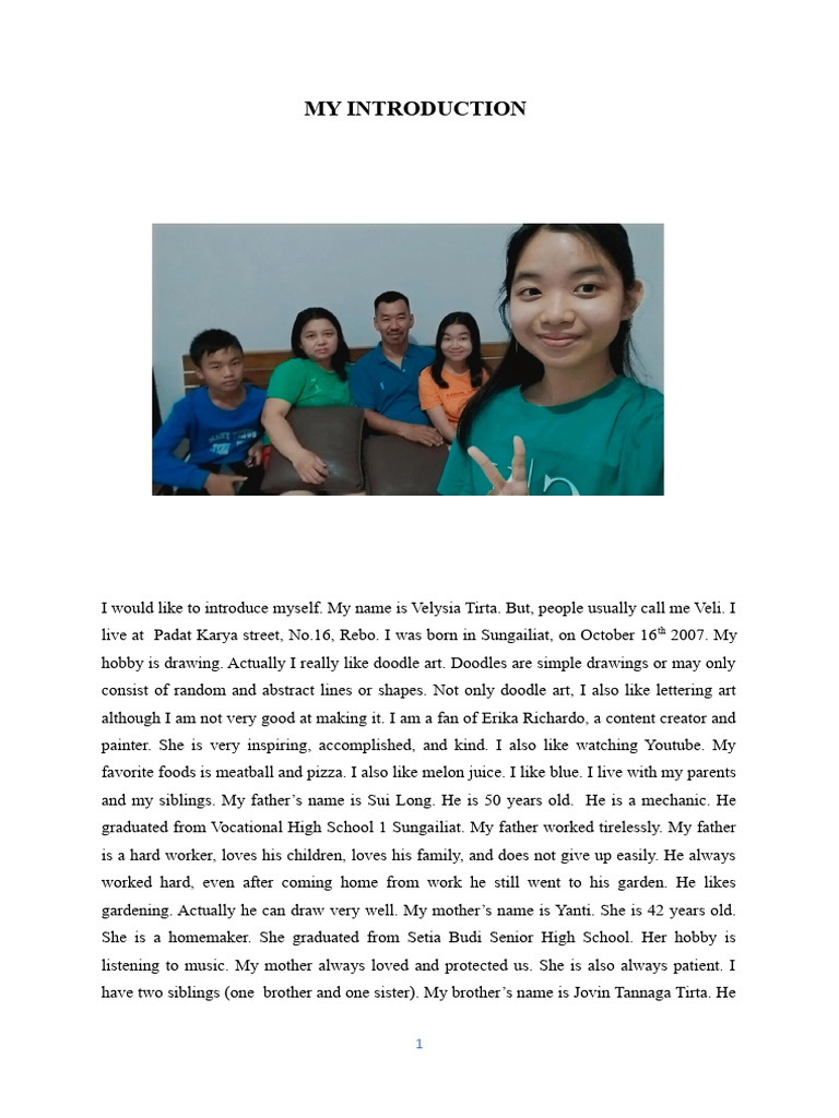 My Introduction Revisi II | PDF | Childhood