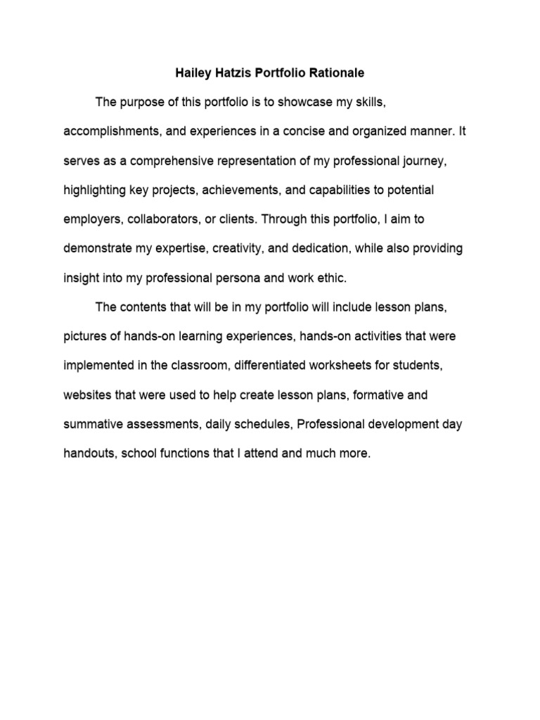 Hailey Hatzis Portfolio Rationale | PDF