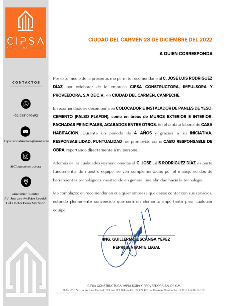 3.2 Carta Laboral CIPSA | PDF