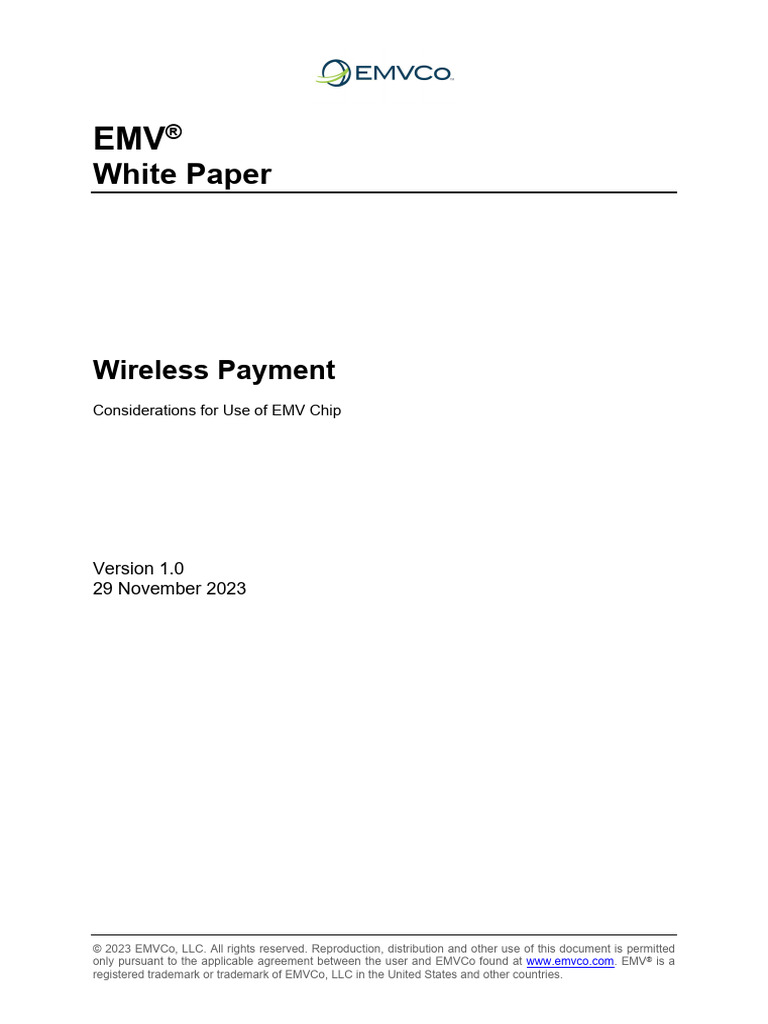 EMVCo Wireless Whitepaper v1.0 20231129 | PDF | Emv | Smart Card
