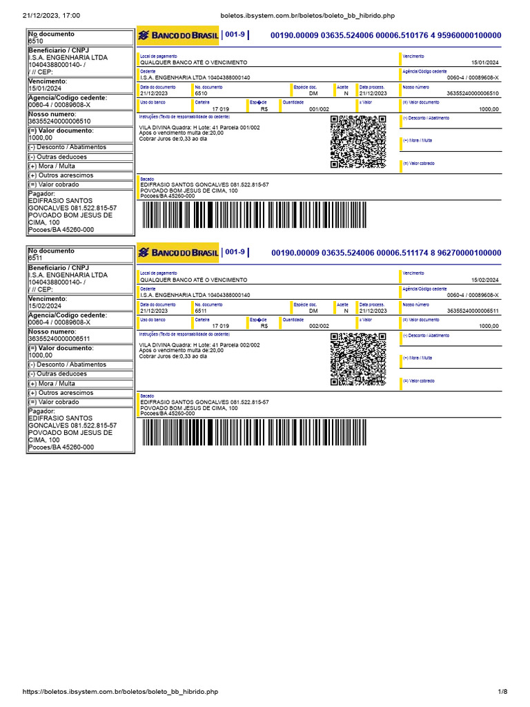 Boletos H 41 | PDF | Brasil | Dinheiro