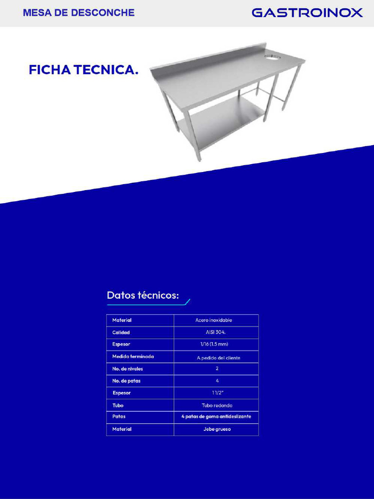 6 Ficha Tecnica Mesa de Desconche | PDF