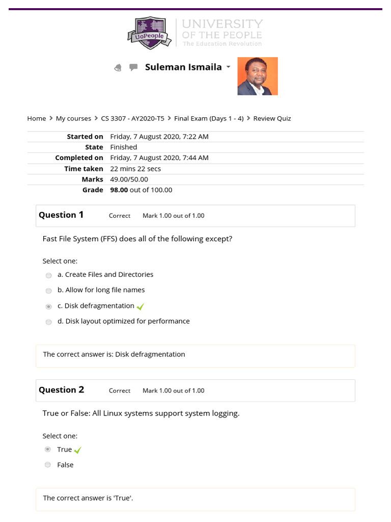 Review Quiz Attempt Review2 PDF | PDF | Information Technology | Computer Data