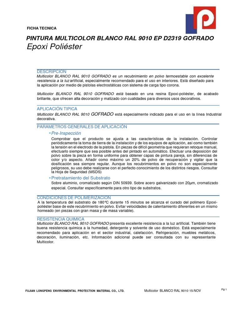 FFTT Pintura - Ral 9010 | PDF | Epoxy | Revestimiento