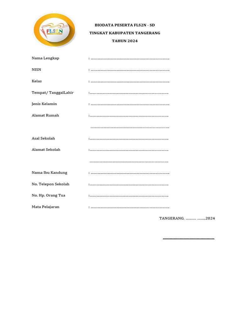 Biodata Peserta Dan Pendamping Osn O2sn Fls2n | PDF