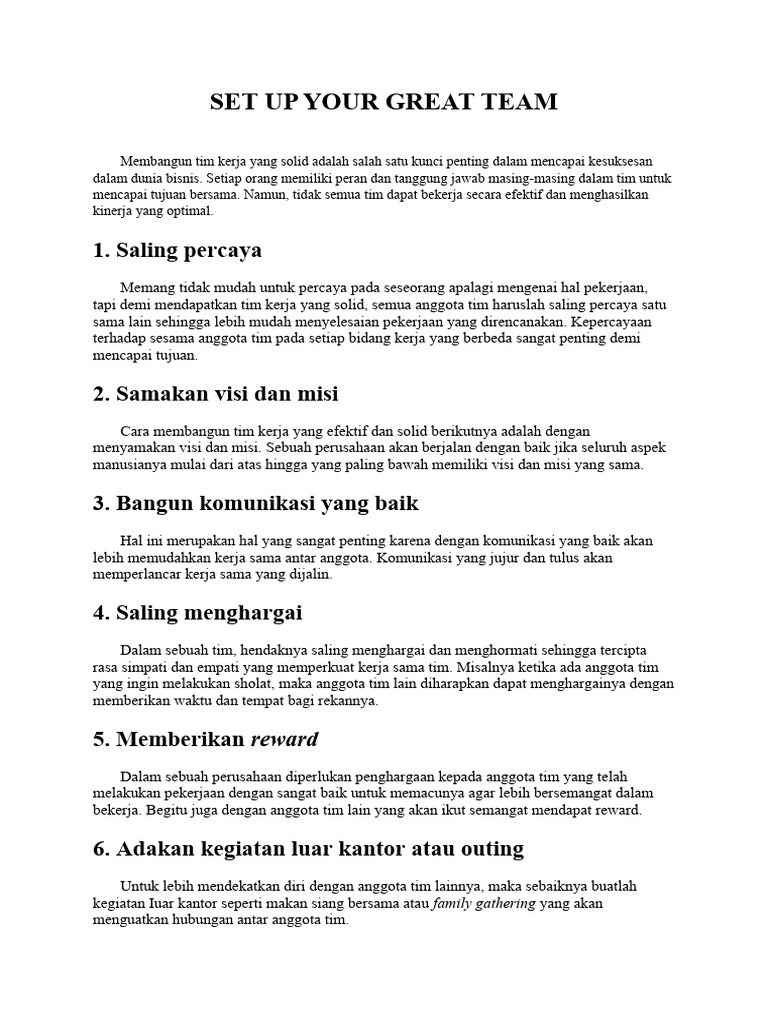 Membangun Tim Kerja yang Solid | PDF