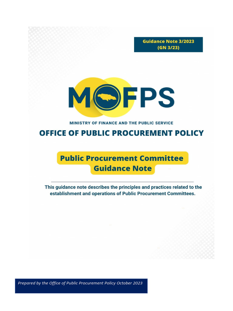 Public Procurement Committee Guide | PDF | Procurement | Committee