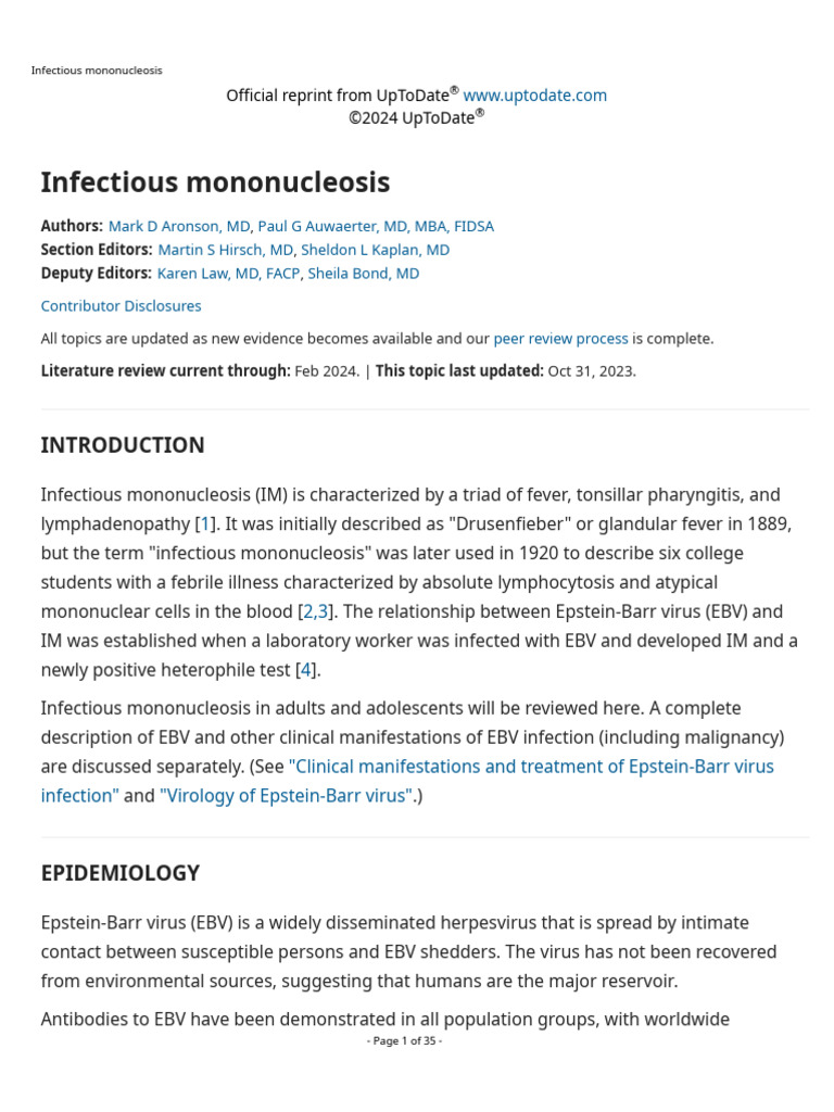 Infectious Mononucleosis | PDF | Infection | Antibody