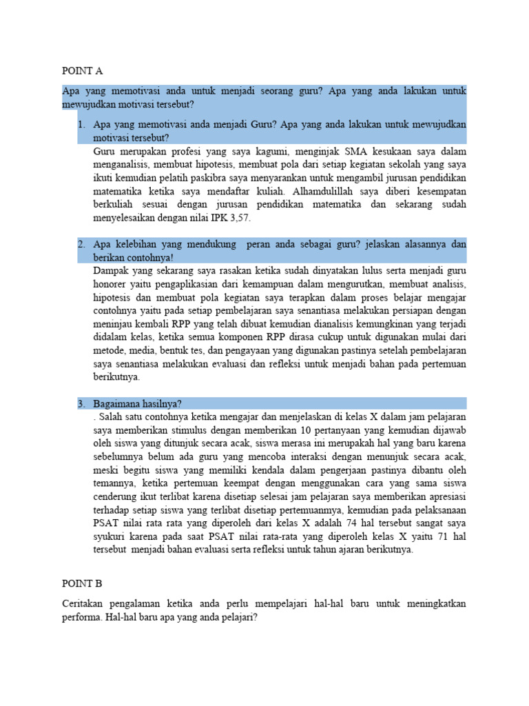 Kisi Kisi Essay PPG Prajabatan | PDF