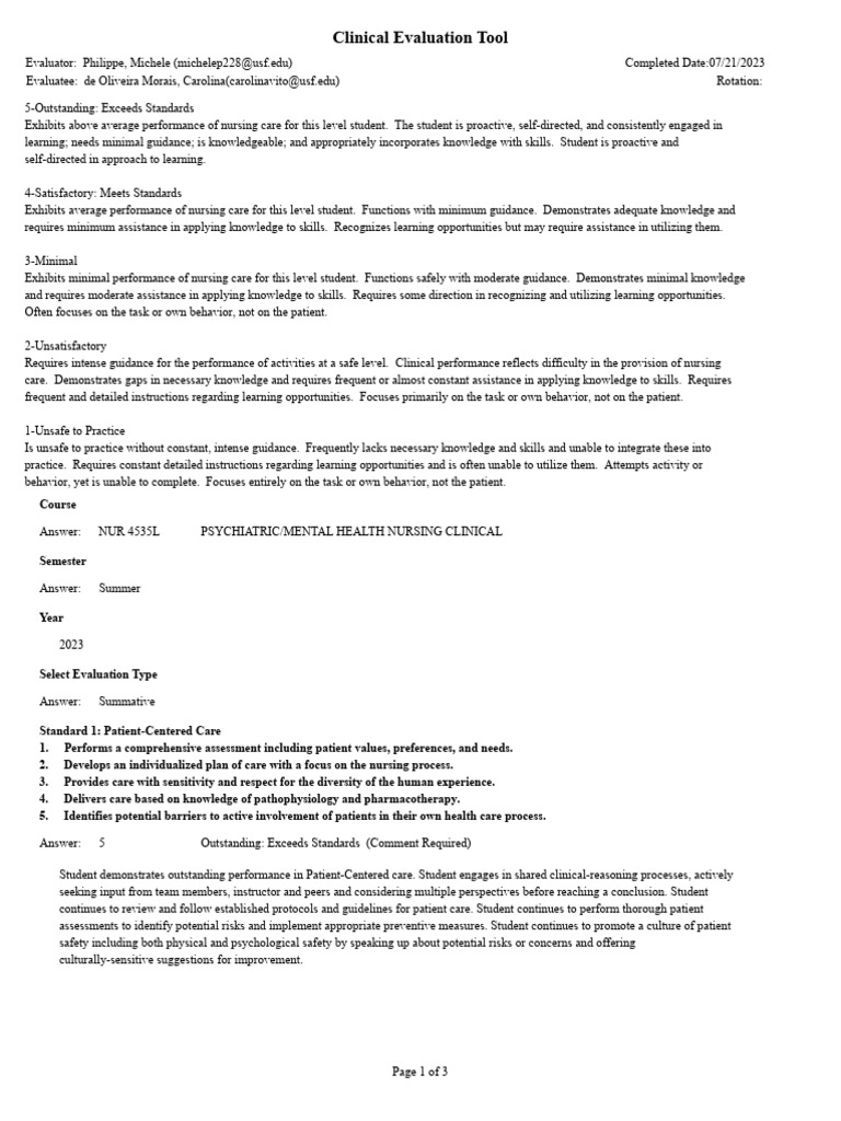 Psych Clinical Rotation Evaluation | Download Free PDF | Electronic ...