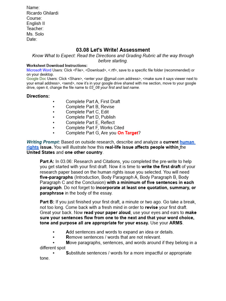 Human Rights Research Paper Guide | PDF | Essays | Immigration