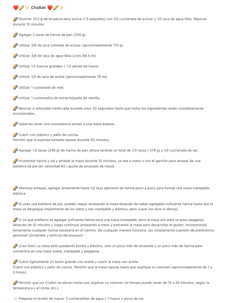 Receta de Challah paso a paso | PDF | Panes | Alimentos