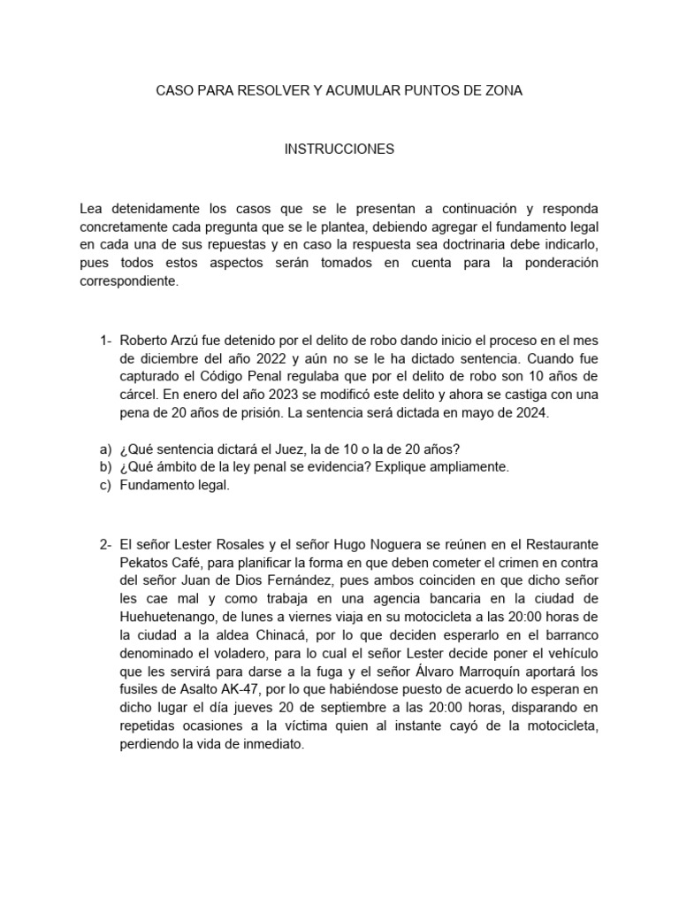 CASO DERECHO PENAL I PARA RESOLVER | PDF | Violación | Castigos