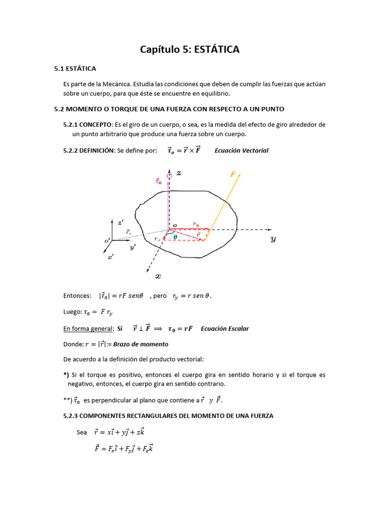 F I Cap 5 ESTÁTICA | PDF | Esfuerzo de torsión | Fuerza