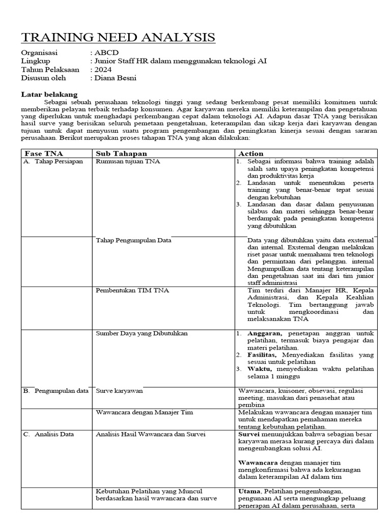 Training Need Analysis | PDF Training Need Analysis | PDF