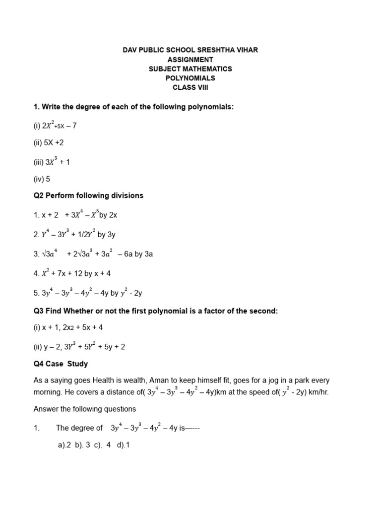 Polynomials Assignment 8 | PDF | Mathematics | Abstract Algebra