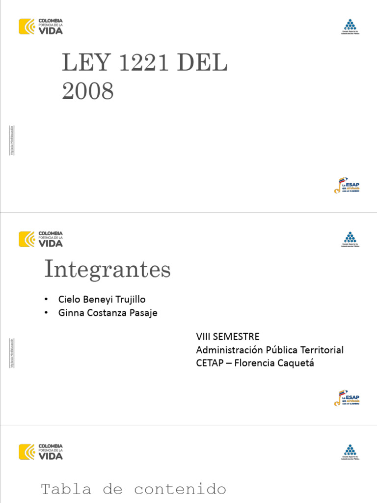 Ley 1221 Del 2008 - Presentacion | PDF | Informática