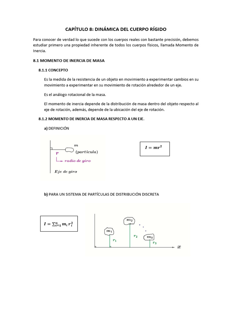 Momento de Inercia y Dinámica Rígida | PDF | Rotación | Esfuerzo de torsión