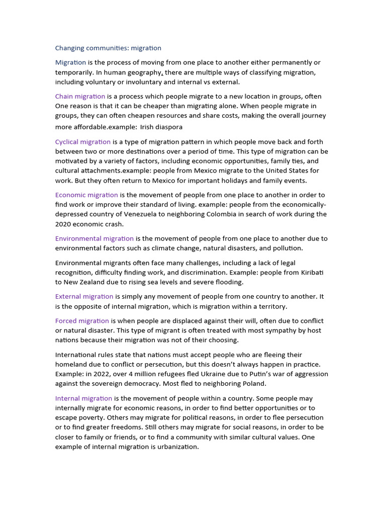 Changing Communities Migration | PDF | Human Migration | Immigration