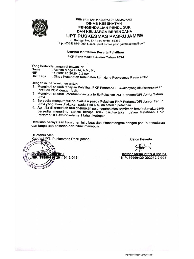 Lembar Komitmen Dfi | PDF