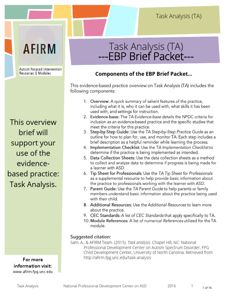 Task Analysis for ASD Education | PDF | Autism Spectrum | Learning