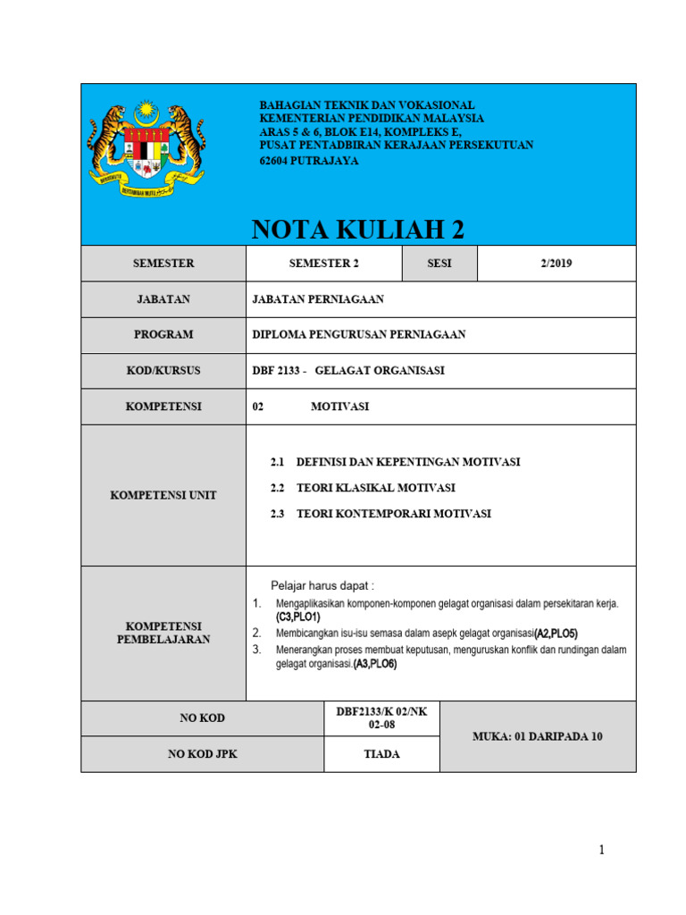 Nota Kuliah 2 DBF 2133 Ob 2019 | PDF