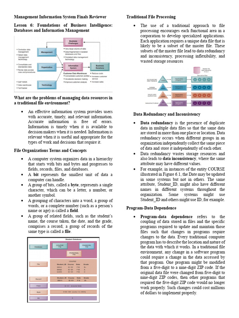 Management Information System Finals Reviewer | PDF | Databases | Computer File