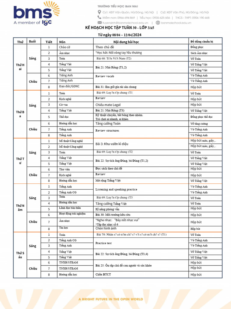 KHHT 3a5 - Tuần 30 | PDF