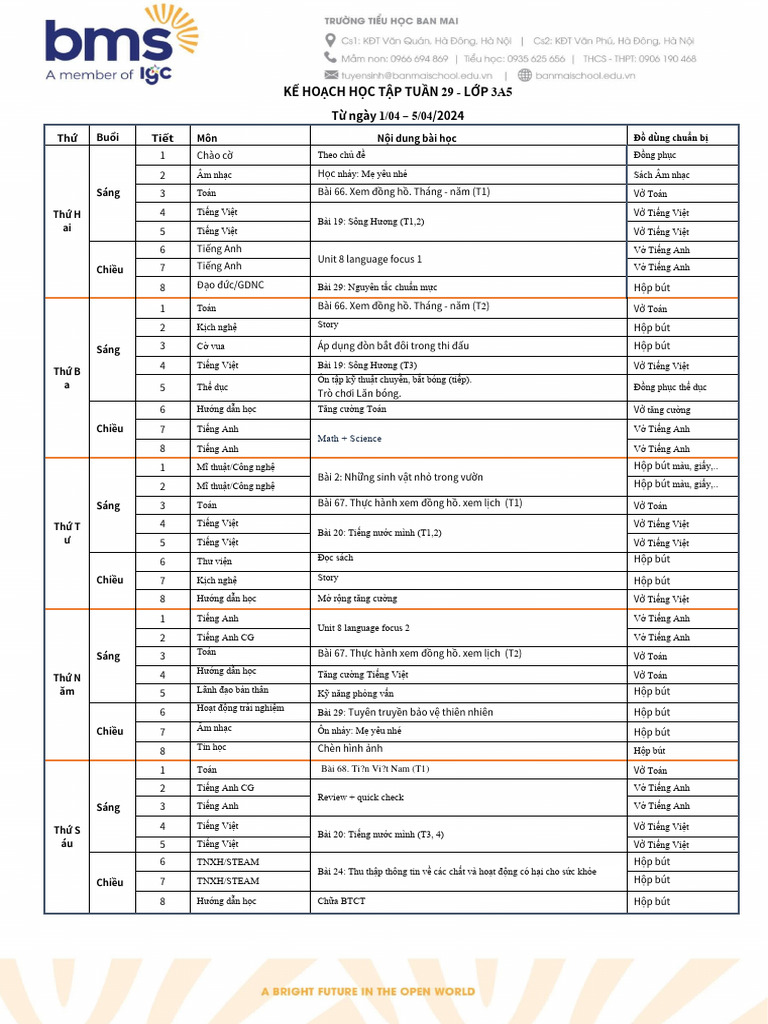 KHHT 3a5 - Tuần 29 | PDF