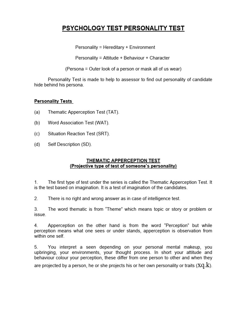 Thematic Apperception Test (Tat) | PDF | Banks | Hero