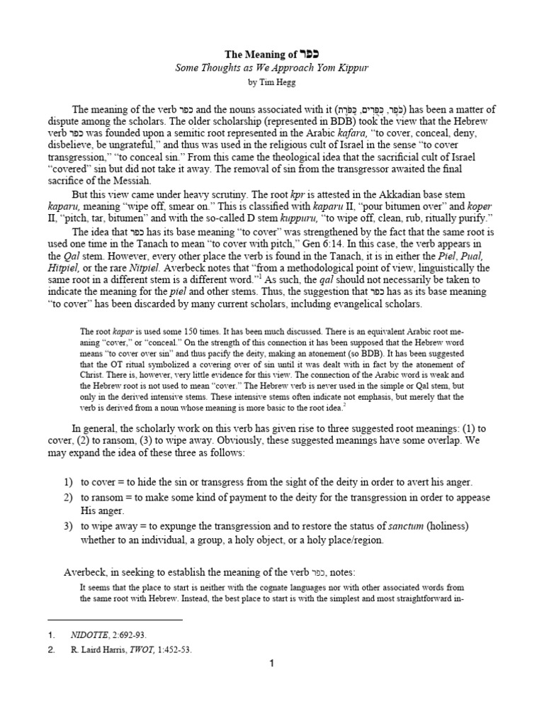 The Meaning of Kafar Some Thoughts | PDF | Sin | Tabernacle