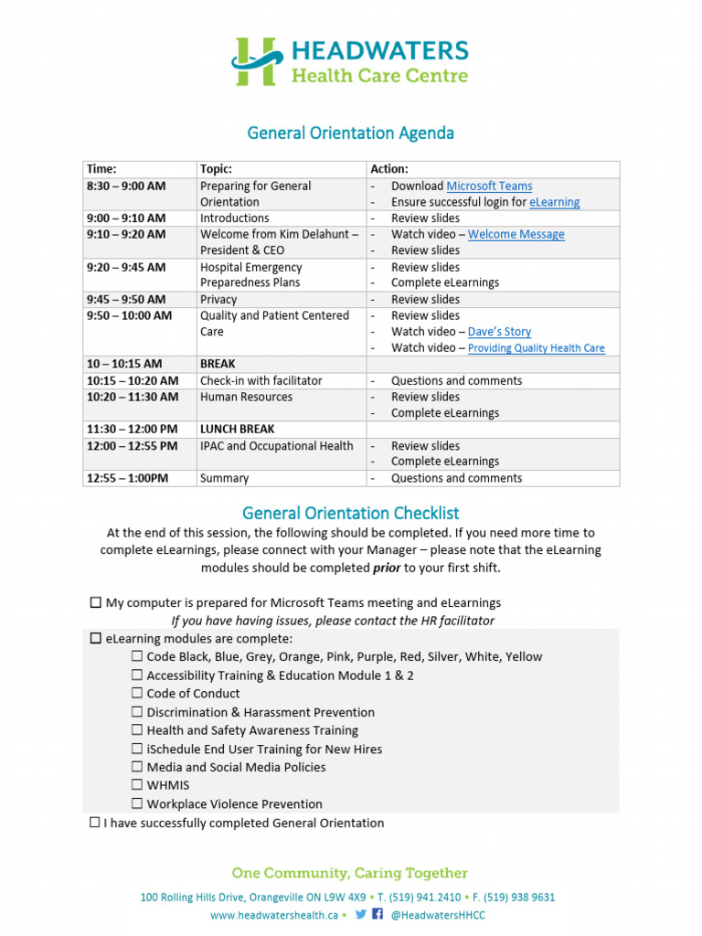 0_ General Orientation Agenda | PDF | Educational Technology