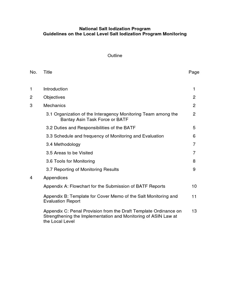 Local Monitoring Guidelines for Salt Iodization | PDF | Fine (Penalty)