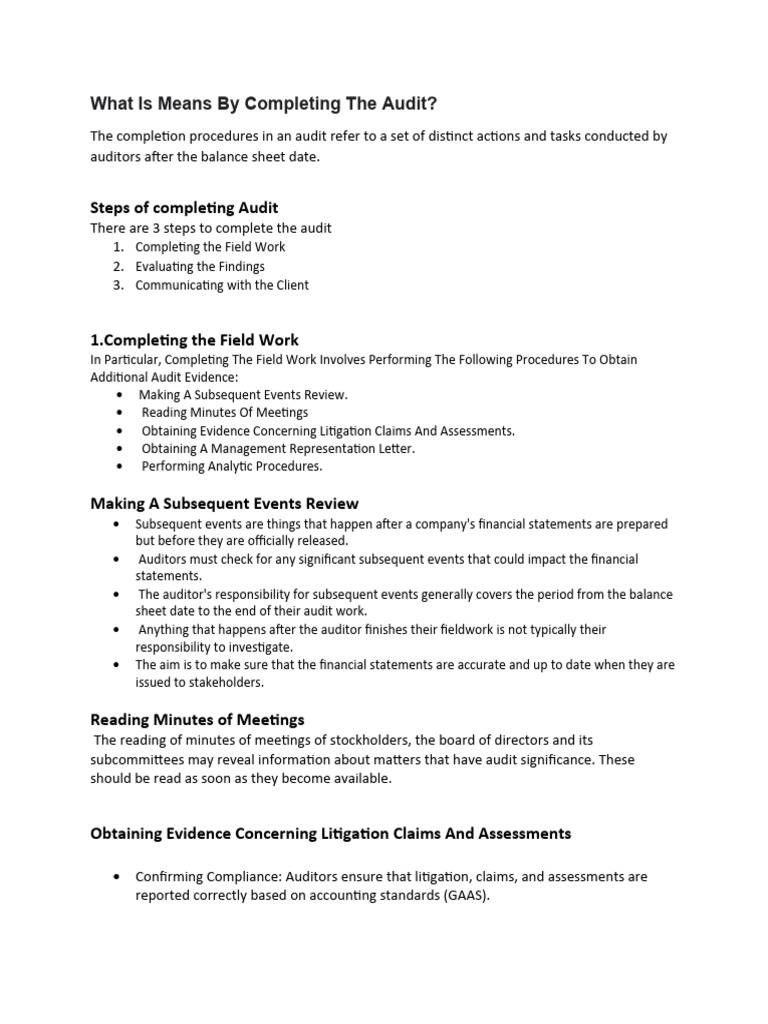 Completing The Audit | PDF | Audit | Financial Audit