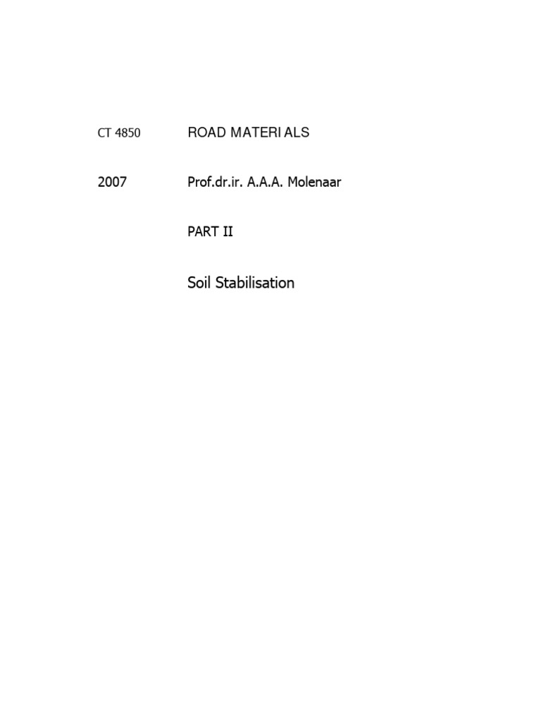 Soil Stabilisation - TU Delft Lecture Note | PDF | Cement | Soil
