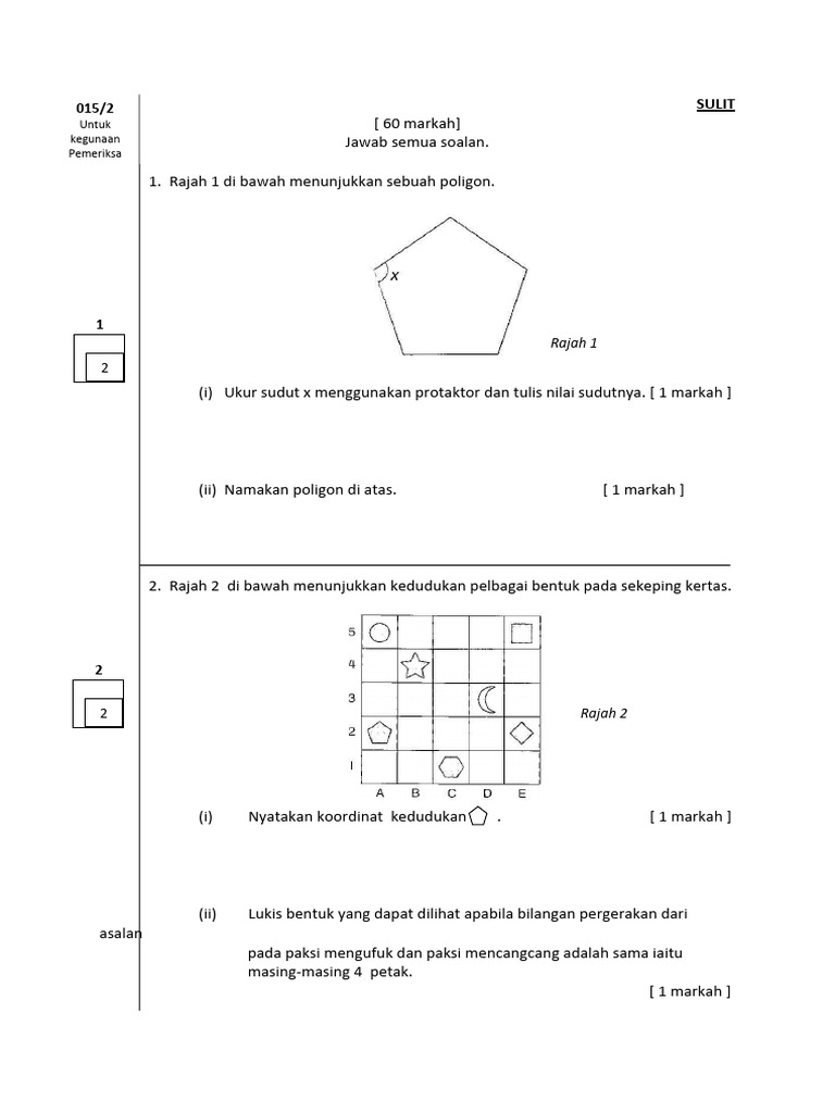 PAT Matematik Kertas 2 2016 | PDF