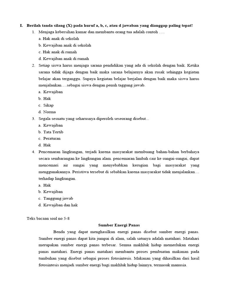 Soal Pts Tema 6 Kls 5smster 2 | PDF