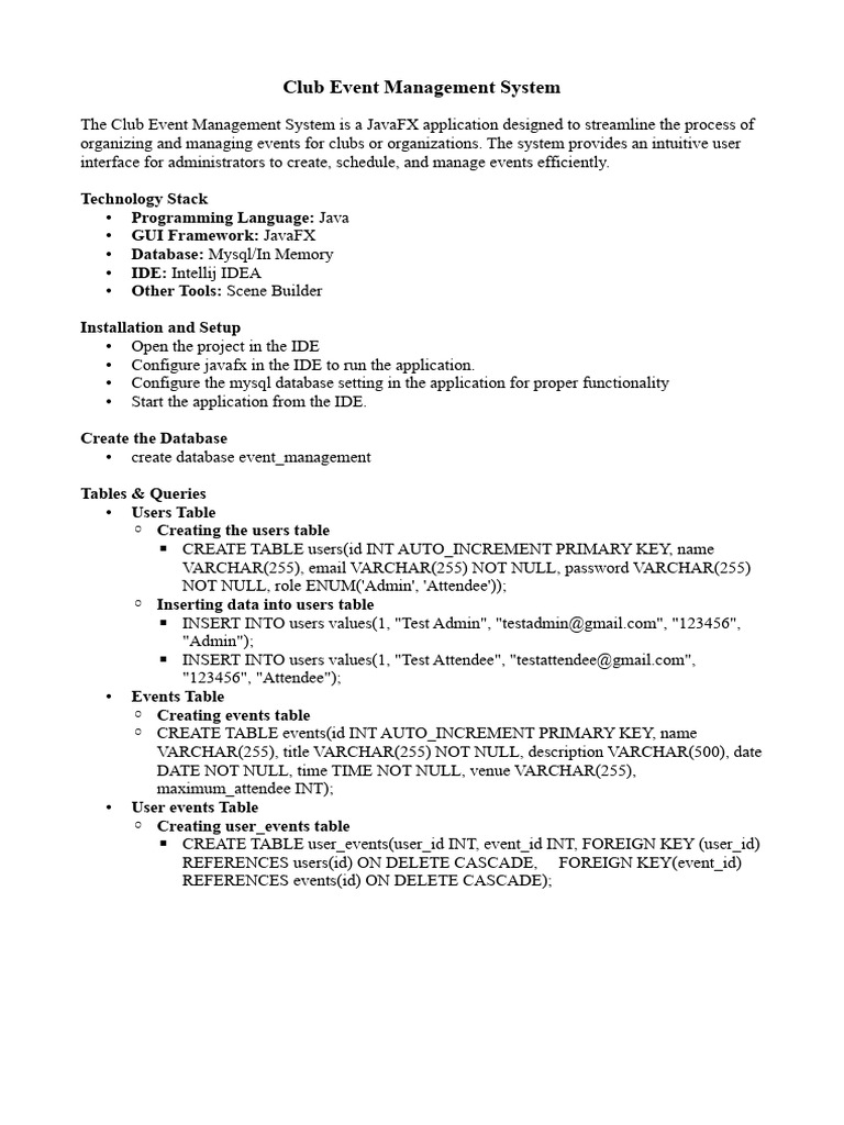 Club Event Management System Guide | PDF