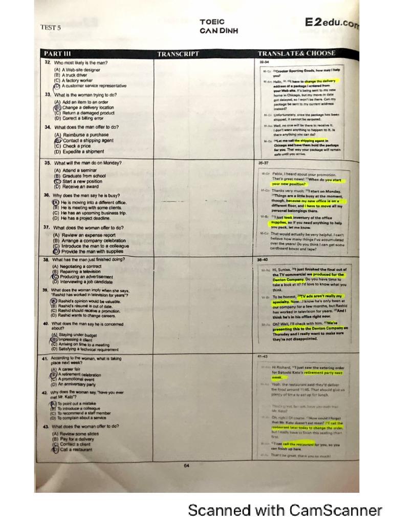 Part 3,4 - Test 5 | PDF