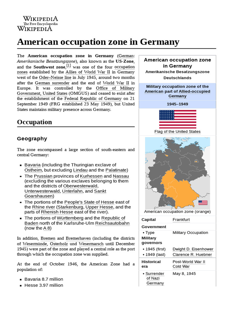 American Occupation Zone in Germany | PDF | Politics Of Germany