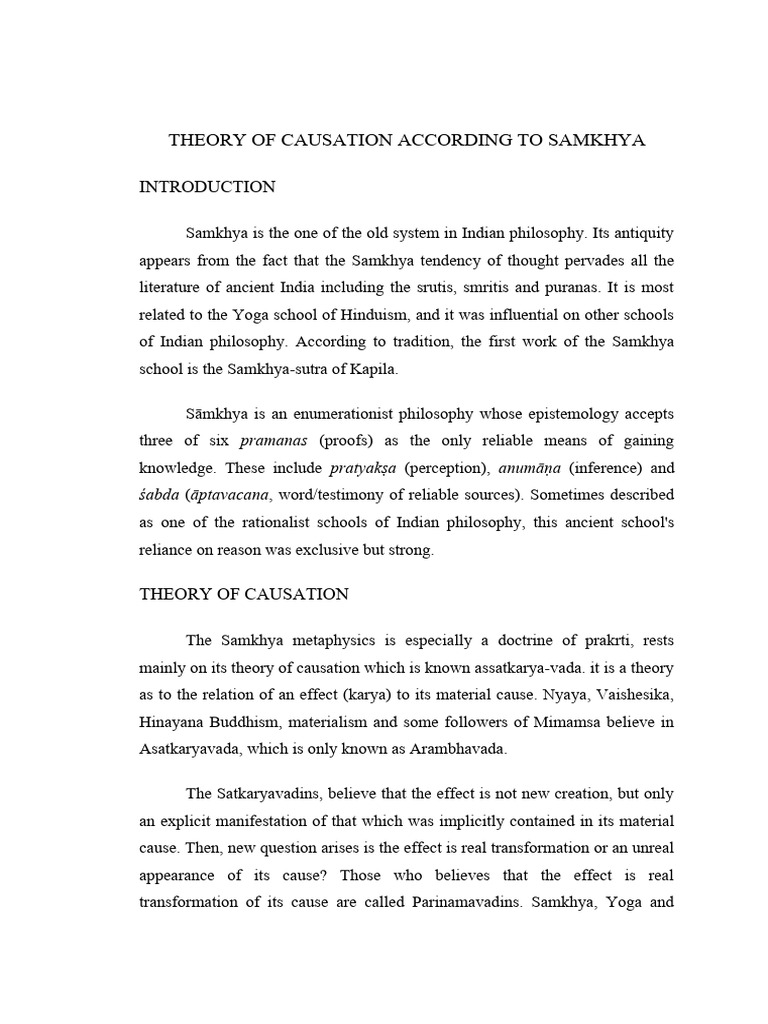 Samkhya's Causation Theory | PDF | Hindu Philosophy | Religious Philosophical Concepts