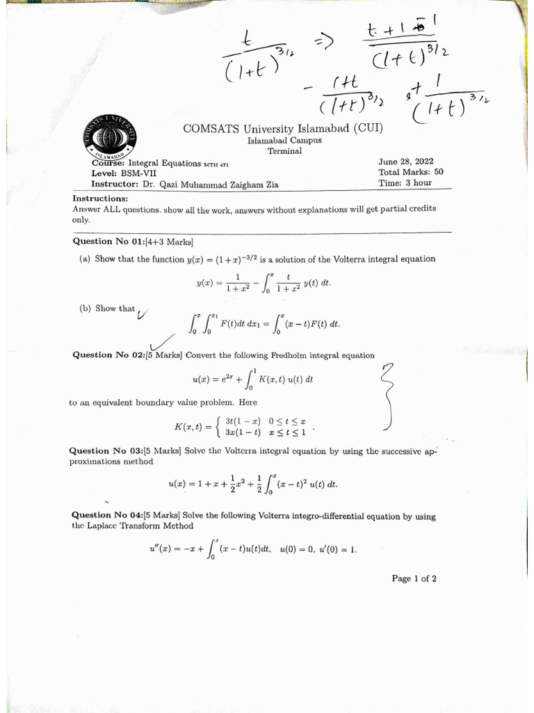 Integral Equation Mid and Final-1 | PDF