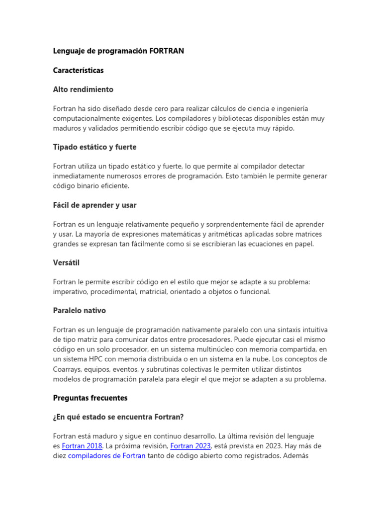 Lenguaje de Programación FORTRAN | Descargar gratis PDF | Lenguaje de programación ...