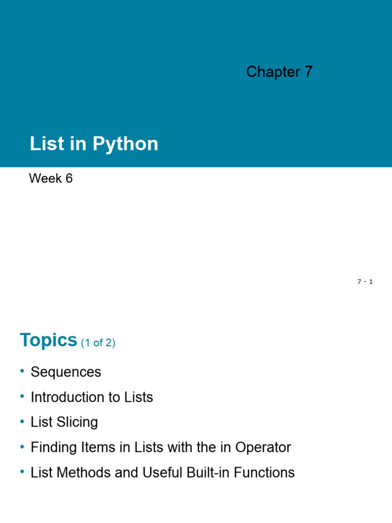Week 6 - List Updated | PDF | Computer Programming | Software Development